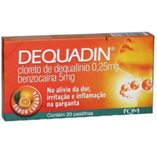 Comprar Dequadin 0,25mg + 5mg, caixa com 20 pastilhas, sabor laranja | CR