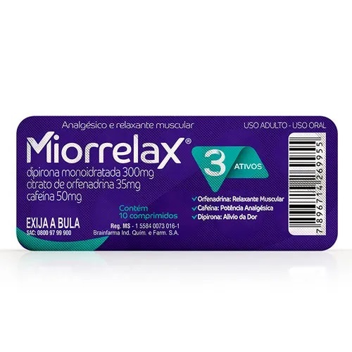 Comprar Miorrelax 300mg + 50mg + 35mg, blister com 10 comprimidos | CR