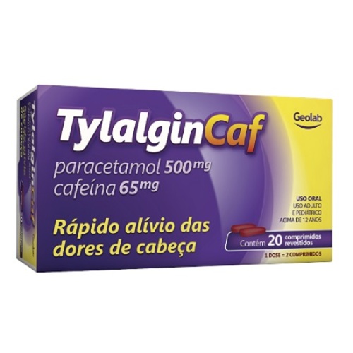 Comprar Tylalgin Caf 500mg + 65mg, caixa com 20 comprimidos revestidos | CR