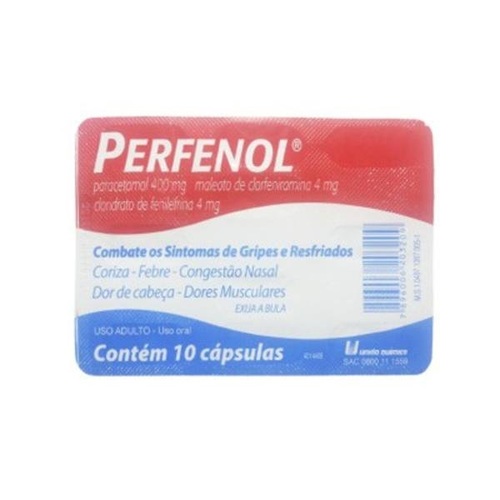 Comprar Perfenol 400mg + 4mg + 4mg, blíster com 10 cápsulas gelatinosas ...